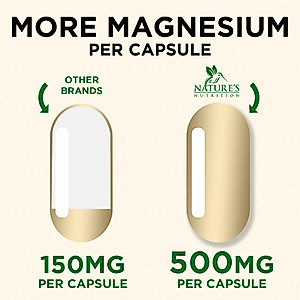 Magnesium Supplement (Citrate Oxide) 1000mg for Best Absorption, Supports Bone, Heart Health, Nerves, Muscles & Metabolism, Nature's Pure Magnesio Vitamin Pills, Bottled in USA, 60 Capsules