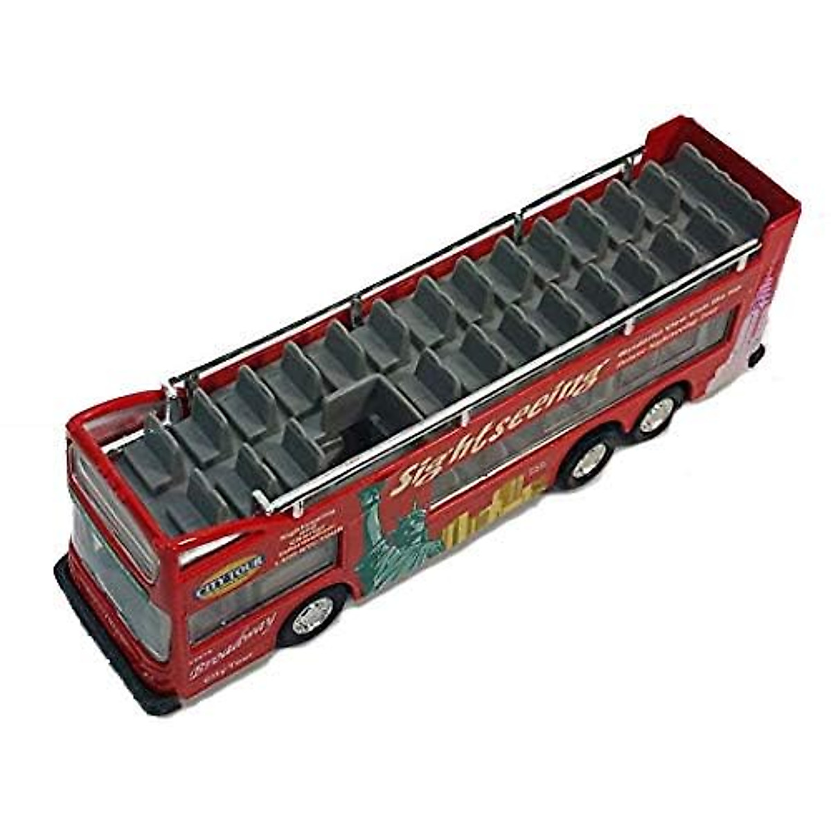 toywonders New York City NYC Double Decker NYC Sightseeing Double Decker Tour Bus Open Top Red 2168D 6 inch Diecast