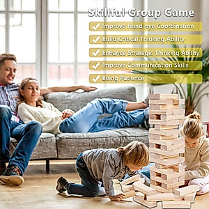 Aivalas Giant Timber Blocks Games, 56 Blocks Large Tower Outdoor/Indoor Games - Includes Carry Bag and Scoreboard, Wood Stacking Yard Games Grows from 2FT to Over 4.2FT for Kids Adults Family