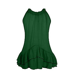 ZunFeo Summer Tank Tops for Women Halter Sleeveless Top Shirts Ruffle Cute Smocked Top Trendy Clothing 2023