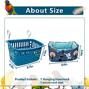 FlidRunest Large Warm Bird Nest House, Parrot Bird Bed Hanging Hammock Bed, Soft Bird Bed for Cage with blanket for Parrot Parakeet Cockatiel Conure Cockatoo African Grey