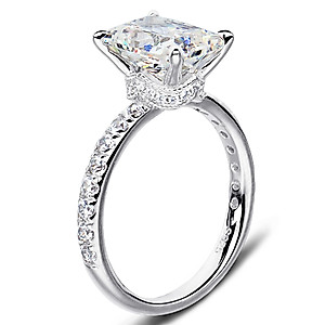 Rinxes Radiant Cut Moissanite Rings 7x9mm 3ct D Color VVS1 925 Sterling Silver Women's Moissanite Engagement Ring Size 5-10 (Moissanite, 10)