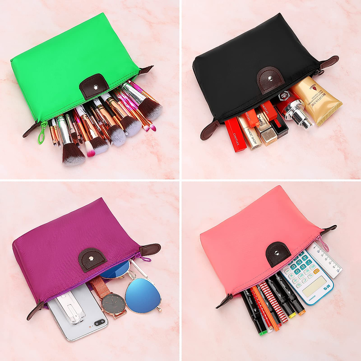 HAOGUAGUA 5PCS Cute Small Makeup Bags for Purse, Waterproof Mini Zipper Cosmetic Bags, Luggage Accessories for Travel (5PCS Style 1)