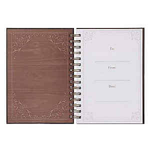 Christian Art Gifts Journal w/Scripture Man of God 1 Timothy 6:11 Bible Verse Names of God Brown 192 Ruled Pages, Large Hardcover Notebook, Wire Bound