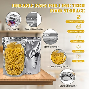 100PCS Resealable Mylar Bags for Food Storage, 5.9'' x 8.7'' Smell Proof Ziplock Bags Freestanding, Aluminum Foil Packaging Pouches Bag for Cookies, Nuts, Tea, Candy - 6.3 Mil