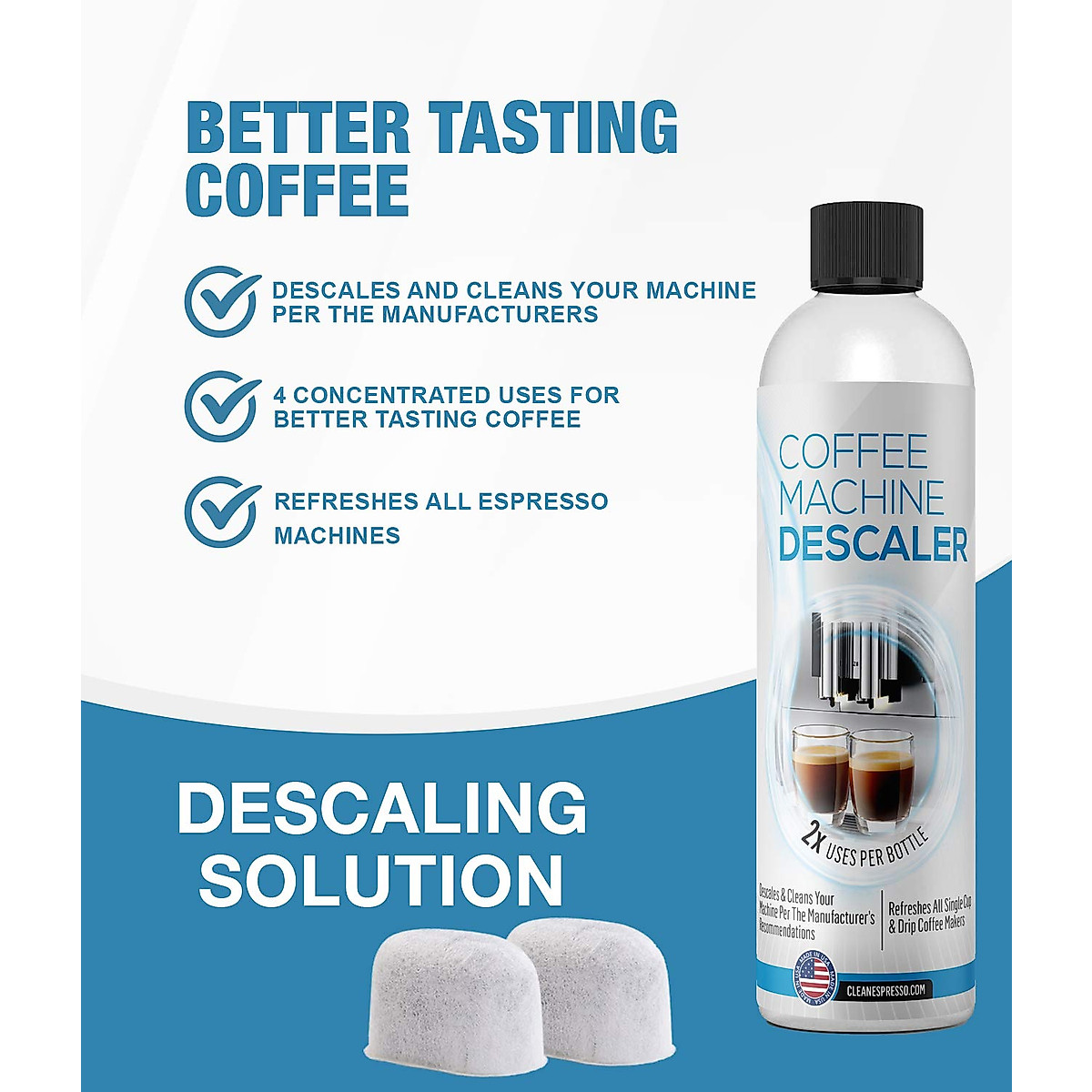 CleanEspresso Espresso Cleaning Kit - 40 Espresso Machine Cleaning Tablets + 2 Water Filters + 2-Use Descaling Solution - Fits All Breville Espresso Maker Models