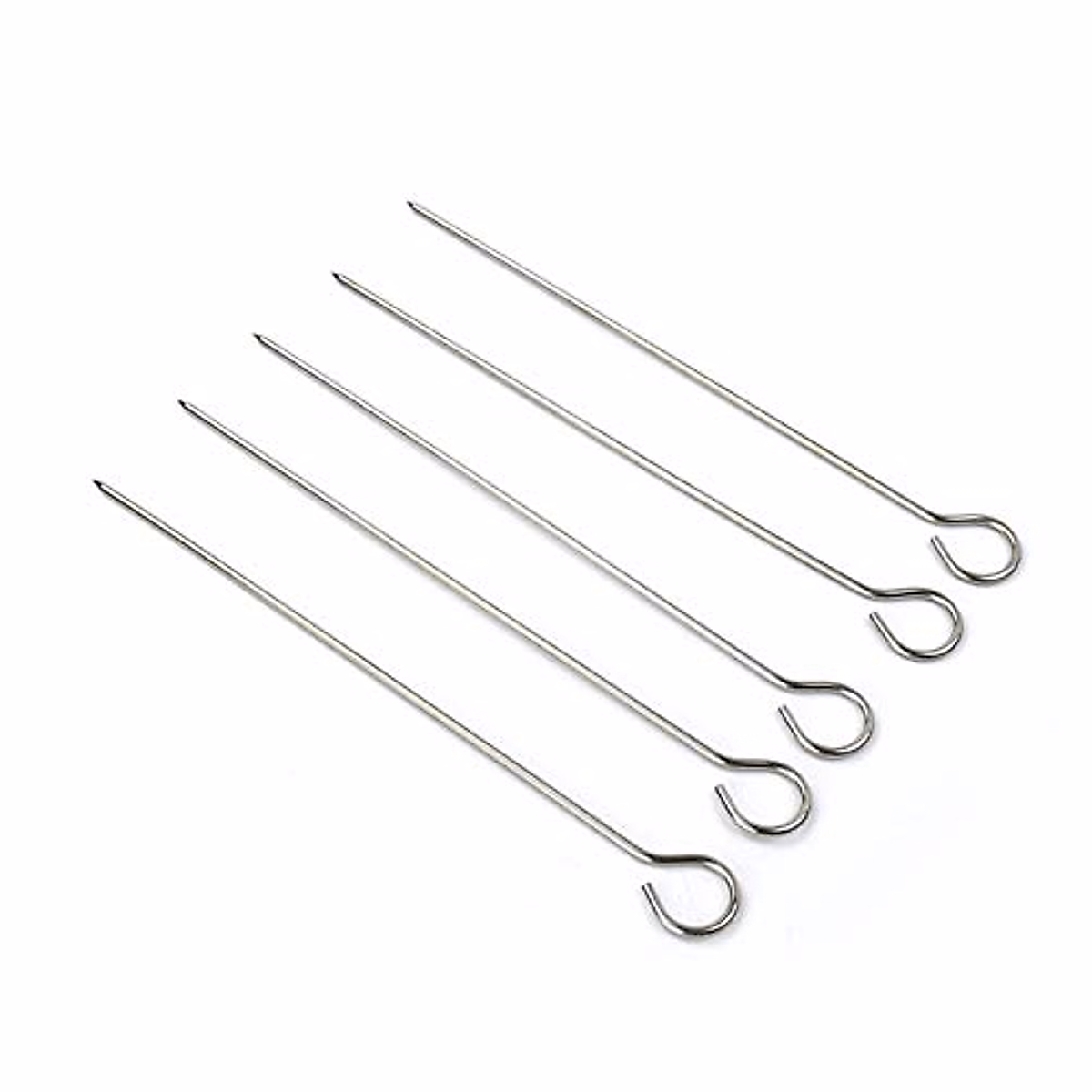 Chinshwehaw 12-Inch Long Stainless Steel Skewers BBQ Skewers Barbecue Skewers Barbecue Skewers Poultry Roast Goose Needle Skewers for Barbecue Shish Kebab Kabob Reusable Sticks 12 Pack