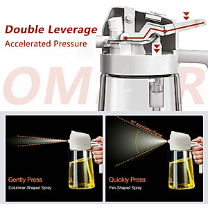 JULEHUI Oil Dispenser Bottle for Kitchen - 16oz Olive Oil Sprayer for Cooking - Food Grade Refillable Glass Oil Spray