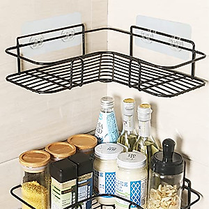8 Pack Shower Caddy Adhesive Hooks Sticker Strong Adhesive Wall Hooks Waterproof Adhesive Hooks for Bathroom Storage Shelves and Kitchen Racks (Double Hook)