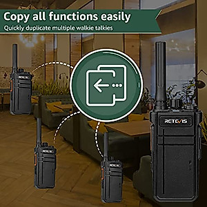 Retevis RB37 New Version,Bluetooth Two Way Radio,Walkie Talkies for Adults,Wireless Earpiece,2000 mAh,VOX,Type-C,for Retail Pet Hospital (2 Pack)