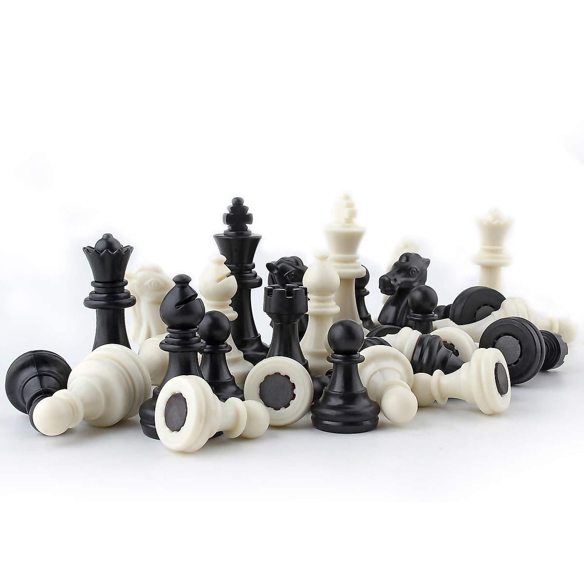 DINOBROS Chess Pieces Only Magnetic Plastic Chessman Set for Replacement of Missing Pieces - Complete Set of 32 Unweighted Game Pawns