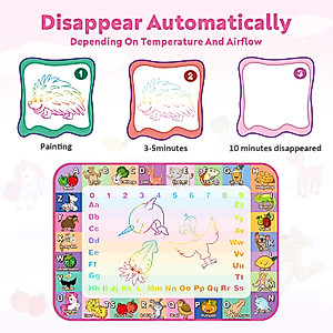 Water Doodle Mat For Kids - Water Drawing Mat Toddler Doodle Toy Board Educational Toy - Water Painting Mat Bring Magic Pens Travel Toys Gifts For Boys Girls Toddlers Age 2 3 4 5 6 7 8 Year Old