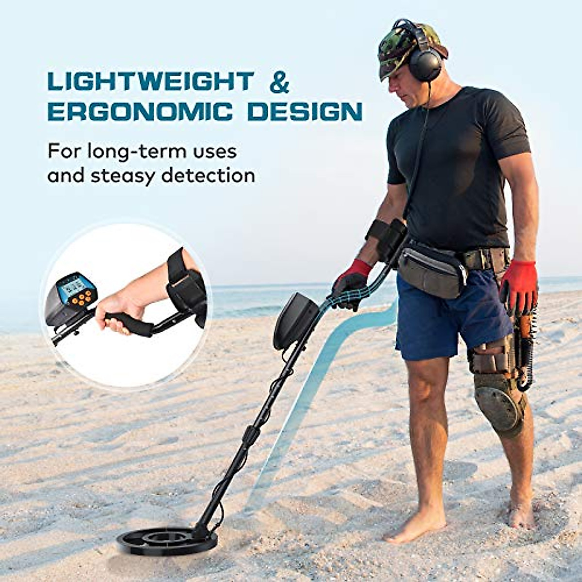 Metal Detector Tilswall Professional for Kids, High Accuracy Adjustable, 8.5 Inch Search Coil Waterproof with LCD Display, All Metal & Disc Mode Easy to Use
