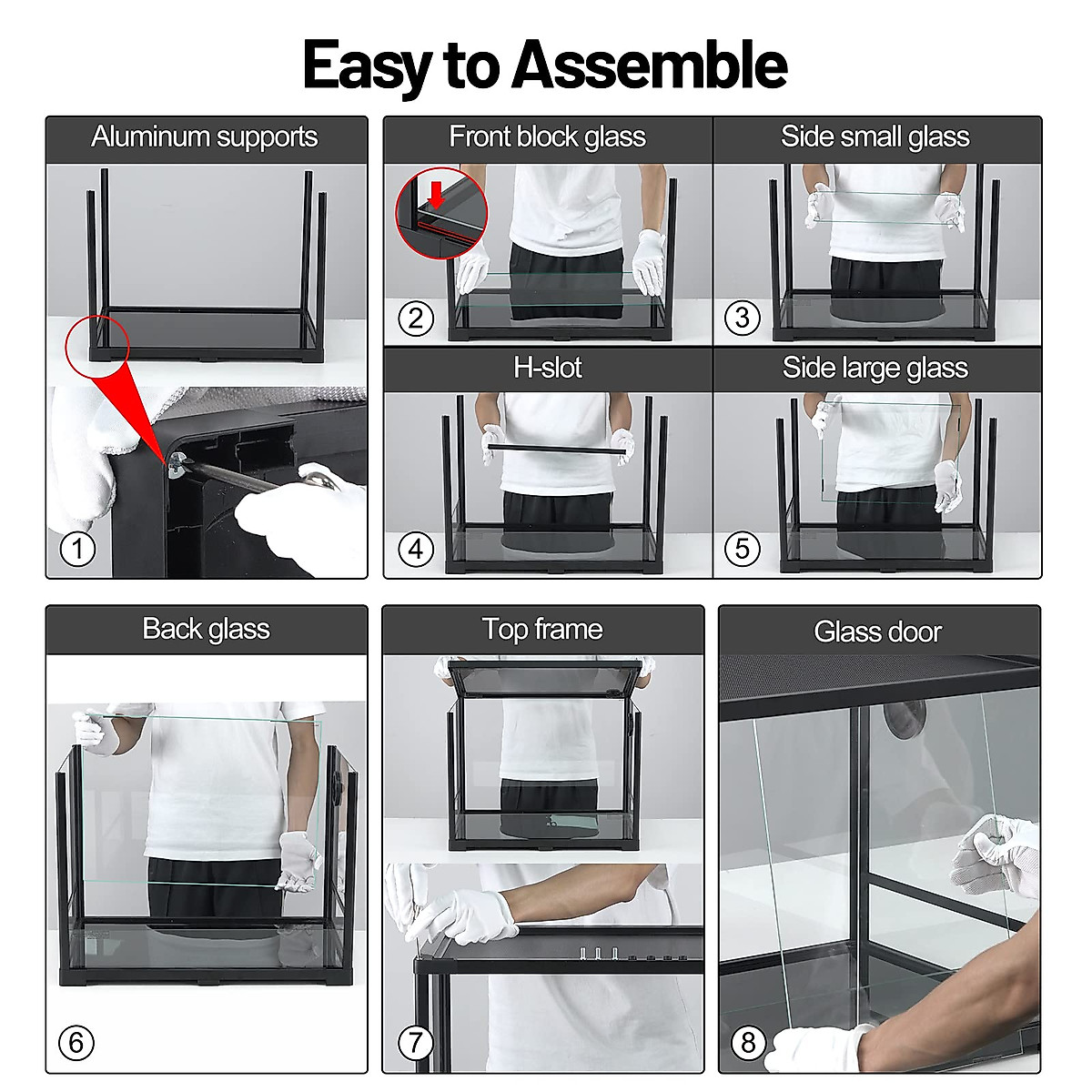 CAVACHEW 34 Gallon Reptile Tank, Glass Terrarium 24" x 18" x 18", Sliding Door, Top Ventilation, Cable Pass, Humidify Hole, Cage Habitat for Bearded Dragon, Lizard, Snake, Gecko