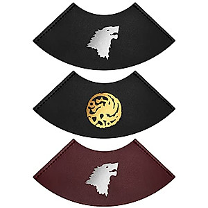PalProt Gama of Thrones Bookmark, Bookmarks with Imprint of Stark Wolf & Targaryen Dragon Bookmark, Corner Book Marker | Made of Leather & Handcrafted, Gift for Gama of Thrones Fan, Book Lovers(3PCS)
