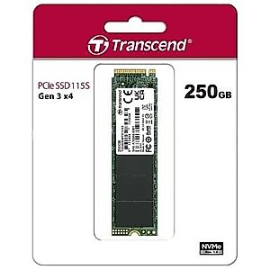 Transcend 250GB MTE115S NVMe Internal SSD - Gen3 x4 PCIe M.2 2280, Up to 3,200MB/s - TS250GMTE115S