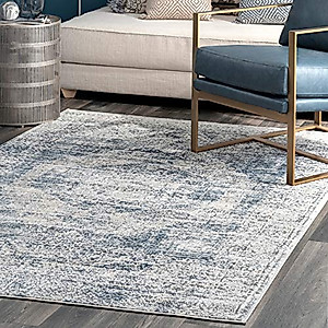 nuLOOM Jayla Barbed Iris Medallion Area Rug, 6' 7" x 9', Blue