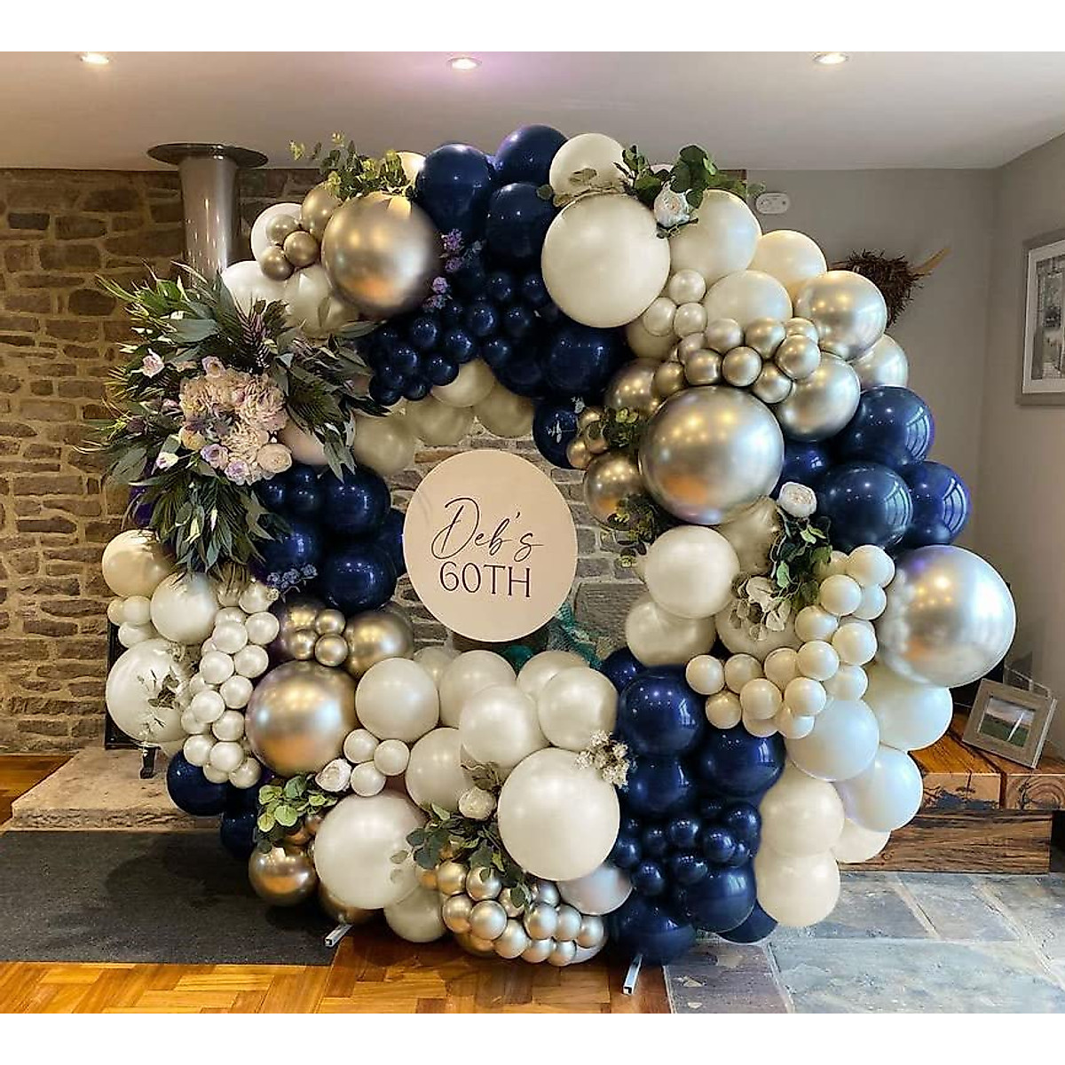 Navy Blue Balloon Garland Double Stuffed Pearl White Royal Blue Balloon Dark Blue Gold Balloon arch Kit for Birthday Party Baby Shower Wedding Graduation Bridal Shower Decoration