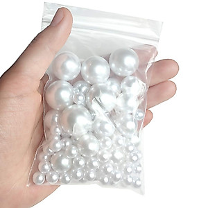 Lifestyle-cat 104pcs Mixed Size Pearls Beads No Holes 8mm, 14mm, 20mm Pearls for Vase Filler, Table Scatter, Wedding, Birthday Party, Home Decoration (White)