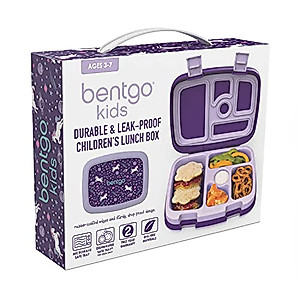 Bentgo® Kids Prints Leak-Proof, 5-Compartment Bento-Style Kids Lunch Box - Ideal Portion Sizes for Ages 3 to 7 - BPA-Free, Dishwasher Safe, Food-Safe Materials (Unicorn)