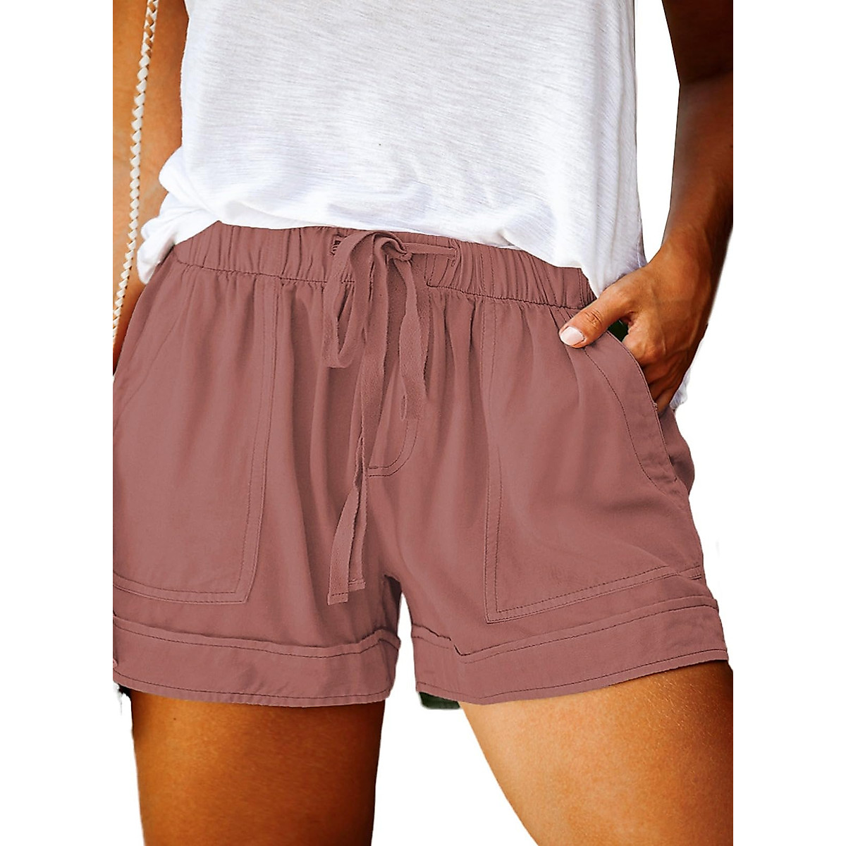 Eytino Womens Plus Size Loose Casual Drawstring Elastic Waist Summer Shorts with Pockets,1X Red