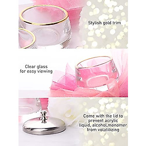 TOROKOM 2Pcs Dappen Dish Glass Monomer Dish with Lid for Acrylic Nails Small Clear Nail Cup Containers for Liquid Powder Damping Dapping Dish Holder Supplies