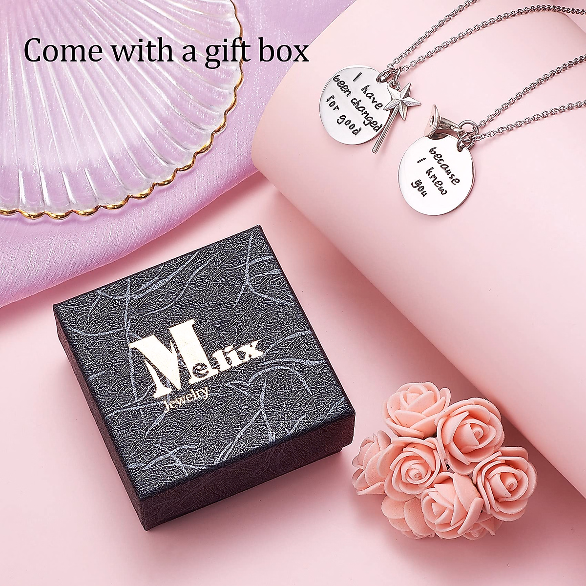 Melix Home Wicked the Musical Necklace Because I Knew You,I Have Been Changed for Good Gifts for Sister Friendship Gifts BFF Gifts Necklace Set of 2 (necklace)