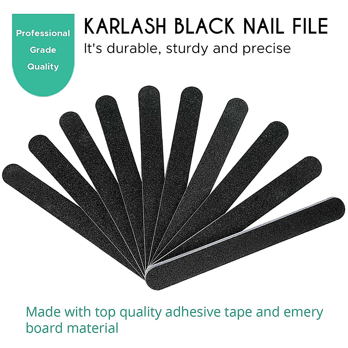 Karlash 10 PCS Professional Double Sided Nail Files Emery Board Grit Black Gel Cosmetic Manicure Pedicure