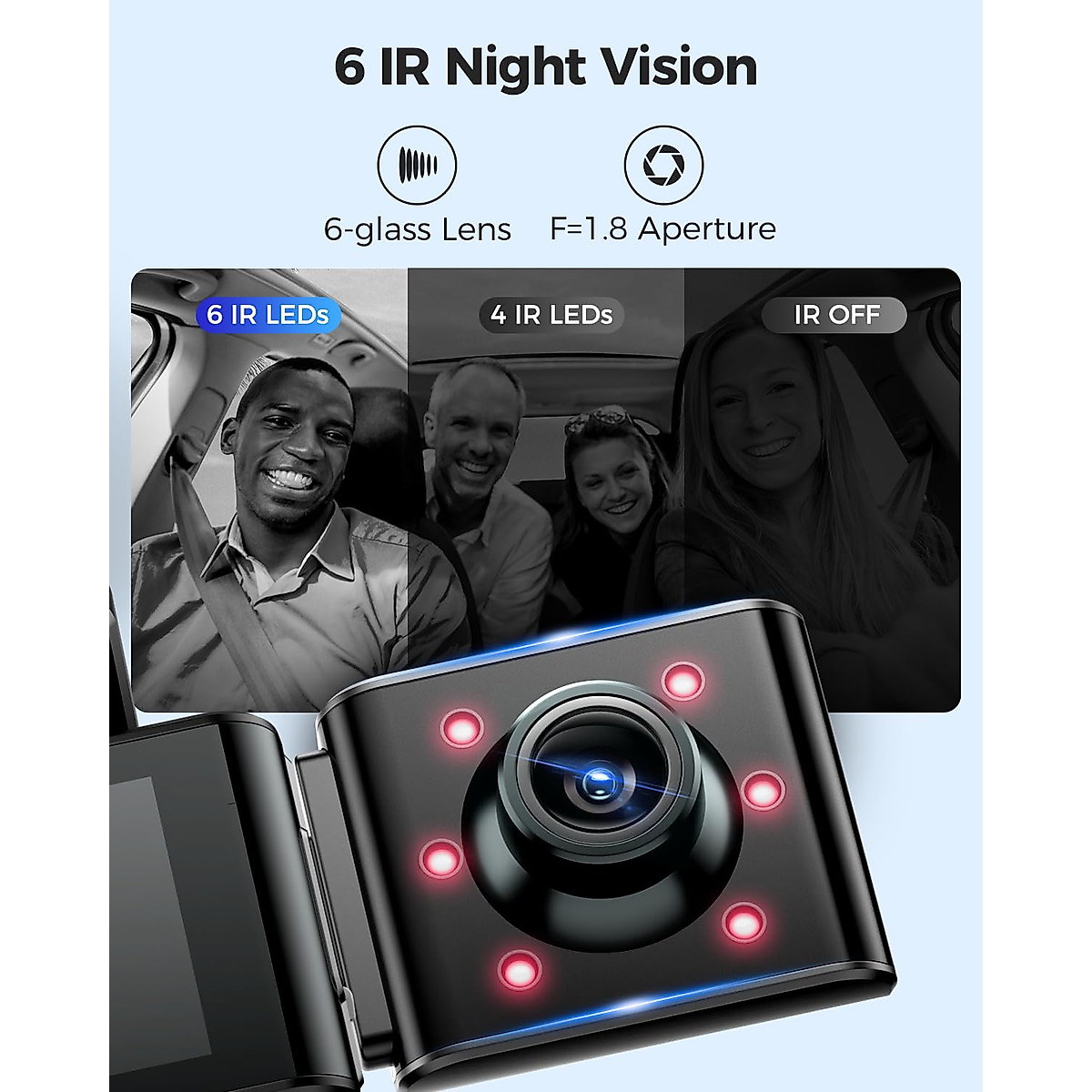 AZDOME M550 Pro 5G WiFi 3 Channel Dash Cam Built-in GPS, 4K+1080P Dual Dash Camera for Cars with 64GB Card, 1440P+1080P+1080P Front and Rear Inside, 3.19" IPS Screen, IR Night Vision, 24H Parking Mode