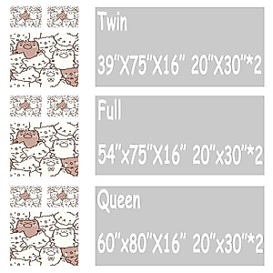 CVHouse Kawaii Cat Bed Set Sheets Full Size,Kawaii Cartoon Cat Bedding Sets for Girls Kids Teens,Cute Cat Fitted Sheet Sets,1 Flat Sheet & 1 Fitted Sheet with 2 Pillow Cases - 4 Pieces