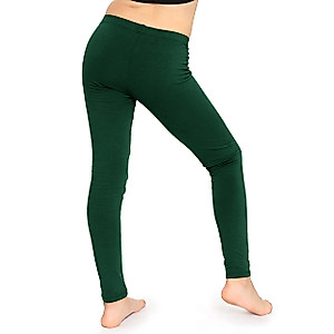 STRETCH IS COMFORT Girl's Cotton Leggings Hunter Green X-Large