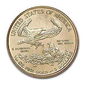 1986 - Present (Random Year) 1/10 oz Gold American Eagle Brilliant Uncirculated Coin (Type 1 or Type 2) with Certificate of Authenticity $5 BU