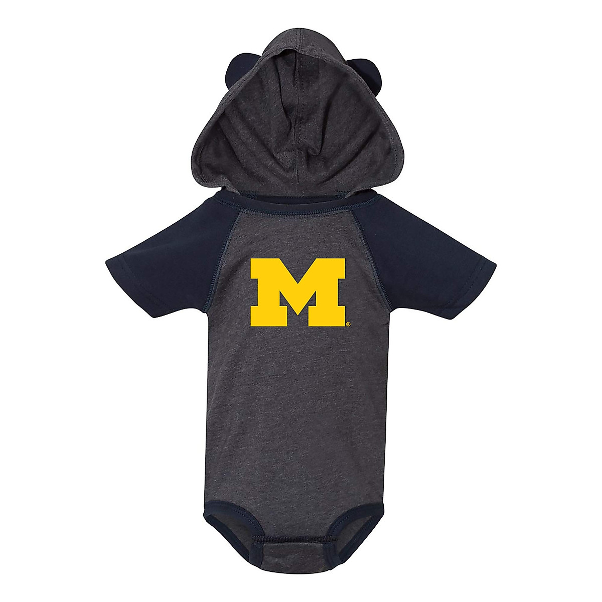 UGP Campus Apparel Michigan Wolverines Primary Logo Hooded Bear Ears Creeper Bodysuit - 6 Months - Vintage Navy