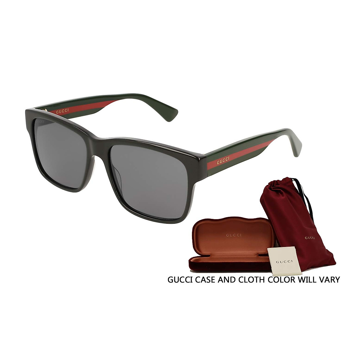 Gucci GG0340S 006 58M Black/Multicolor/Grey Square Sunglasses For Men For Women + BUNDLE with Designer iWear Eyewear Kit