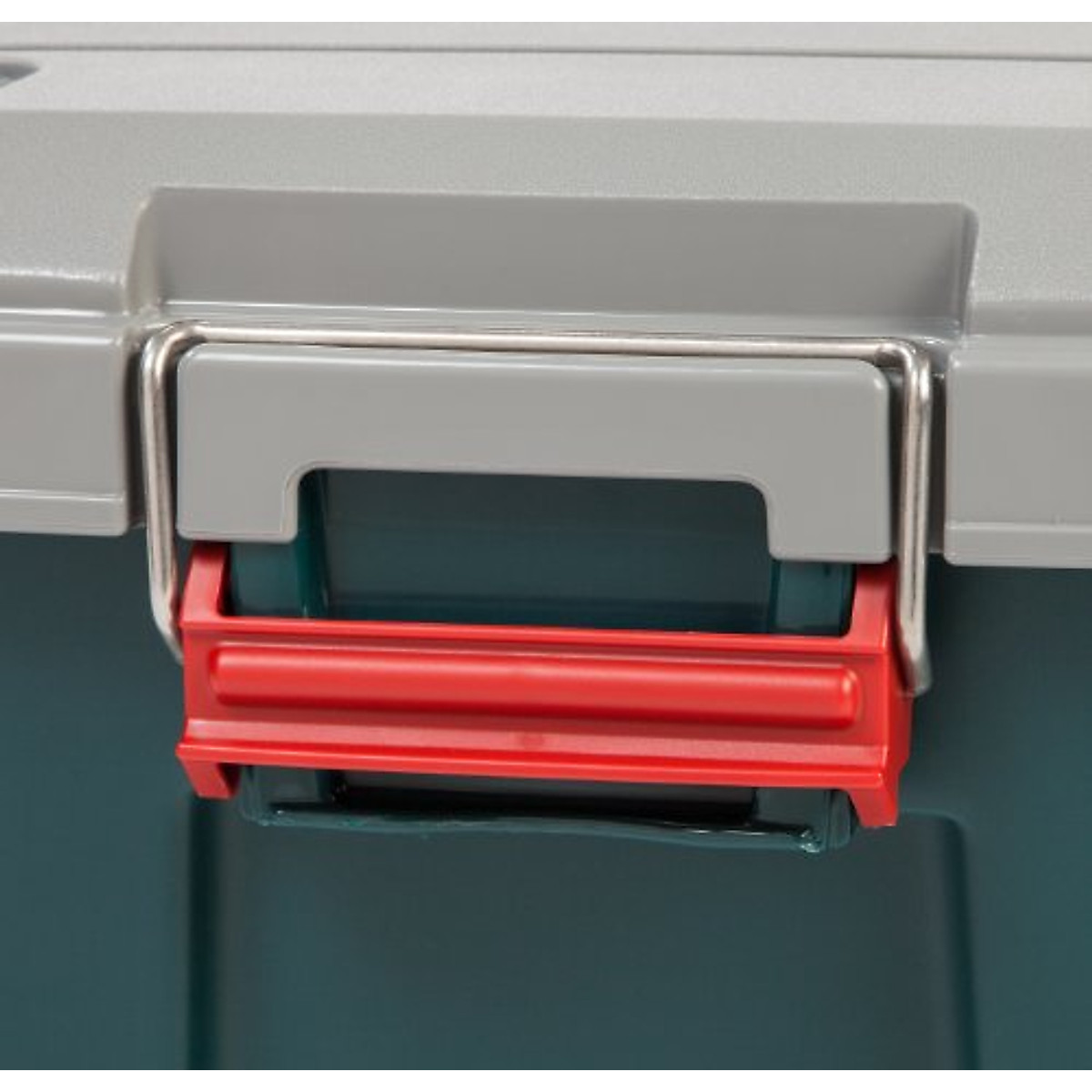 IRIS USA 82 Quart Weathertight Plastic Storage Boxes, Heavy-Duty Utility Totes with Durable Lid and Secure Latching Buckles, Garage and Outdoor, Green/Gray, 4 Pack