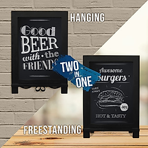 HBCY Creations Black Wooden Tabletop Chalkboard with Legs/Vintage Wedding Table Sign/Small Kitchen Countertop Memo Board/Antique Wooden Frame (9.5” x 14” Inches) (4 - Black)