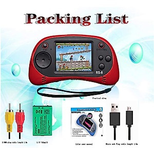 MJKJ Portable Handheld Game Console for Kids, Mini Travel Game Console 2.5-Inch LCD Screen Built-in 200 Classic Game Handheld Video Console Supports AV/TV, Game Boy Favorite (Red)