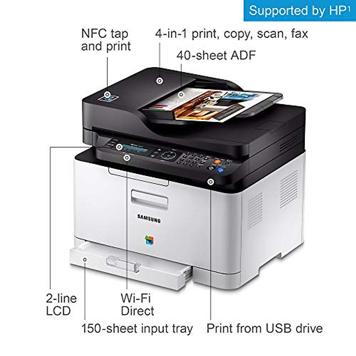 HP Samsung Electronics Xpress SL-C480FW/XAA Wireless Color Printer with Scanner, Copier & Fax (SS256H)
