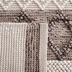 SAFAVIEH Natura Collection Area Rug - 8' x 10', Ivory & Grey, Handmade Moroccan Boho Farmhouse Rustic Tassel Wool, Ideal for High Traffic Areas in Living Room, Bedroom (NAT291F)