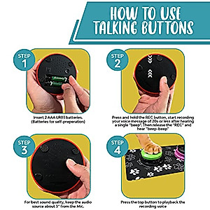 Kilab Talking Dog Buttons– Pack of 12 Recordable Dog Communication Buttons with 2 Mats | Talking Buttons for Dogs & Cats | Talking Dog Button for Communication with 30 Stickers (12 Pack)