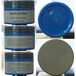 Acosexy Temporary Blue Hair Wax, 4.23oz Instant Hairstyle Mud Cream, Natural Hair Coloring Wax Material Disposable Hair Styling Dye Ash (Blue, Dye Free) for Cosplay, Party, Masquerade, Halloween etc.