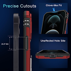 DEERLAMN for iPhone 13 Pro Max Case with Slide Camera Cover+Screen Protector(1 Pack),Rotated Ring Kickstand Military Grade Shockproof Protective Cover 6.7 Inch-Red