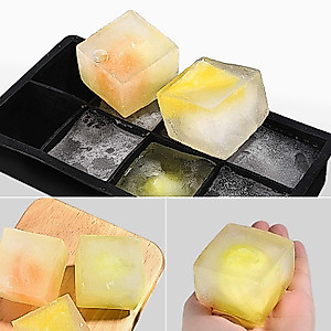 Ice Cube Trays Large Size Silicone Square Ice Cube Molds for making 8 Giant Ice Cubes for Whiskey and Cocktails, Keep Drinks Chilled, Reusable and BPA Free 2 Pack