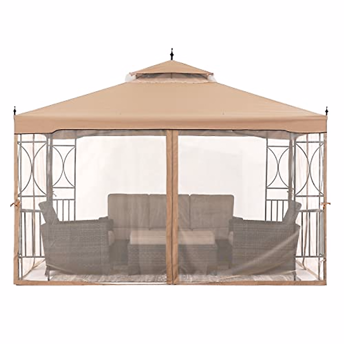ABCCANOPY Patio Outdoor Gazebo 10X12 - Gazebo Canopy with Netting and Corner Frame Screen Wall for Backyard,Garden Gazebo Lawn (Khaki)