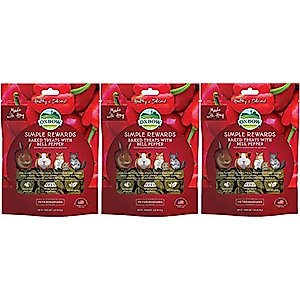 Oxbow 3 Pack of Bell Pepper Simple Rewards Small Pet Treats, 3 Ounces Each, with Hay