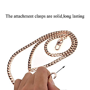 HAHIYO Mini Pochette Purse Chain Strap Slim Wide 7mm for LV Length 39.4 inches Extra Thick 2.6mm Rose Gold for Shoulder Cross Body Sling Handbag Wallet Clutch Comfortable Flat Metal Strap 1 Pack