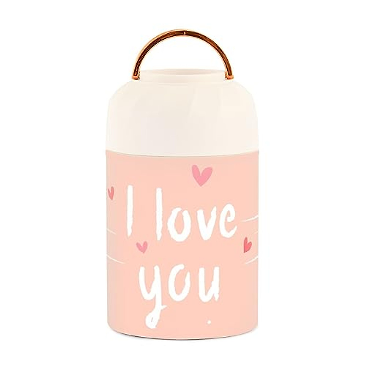 CUPADA I Love You Food Jar for Hot and Cold, Valentines Cat Paw Insulated Food Jars Vacuum 17OZ with Folding Spoon for Work Trip Picnic Camping