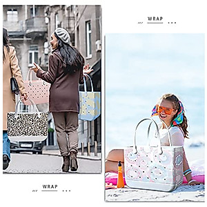 Qkstan Rubber Beach Bag Tote Bag - Waterproof Sandproof EVA Portable Outdoor Lightweight Travel Bags Handbag for Beach Boat (Pink, Medium)