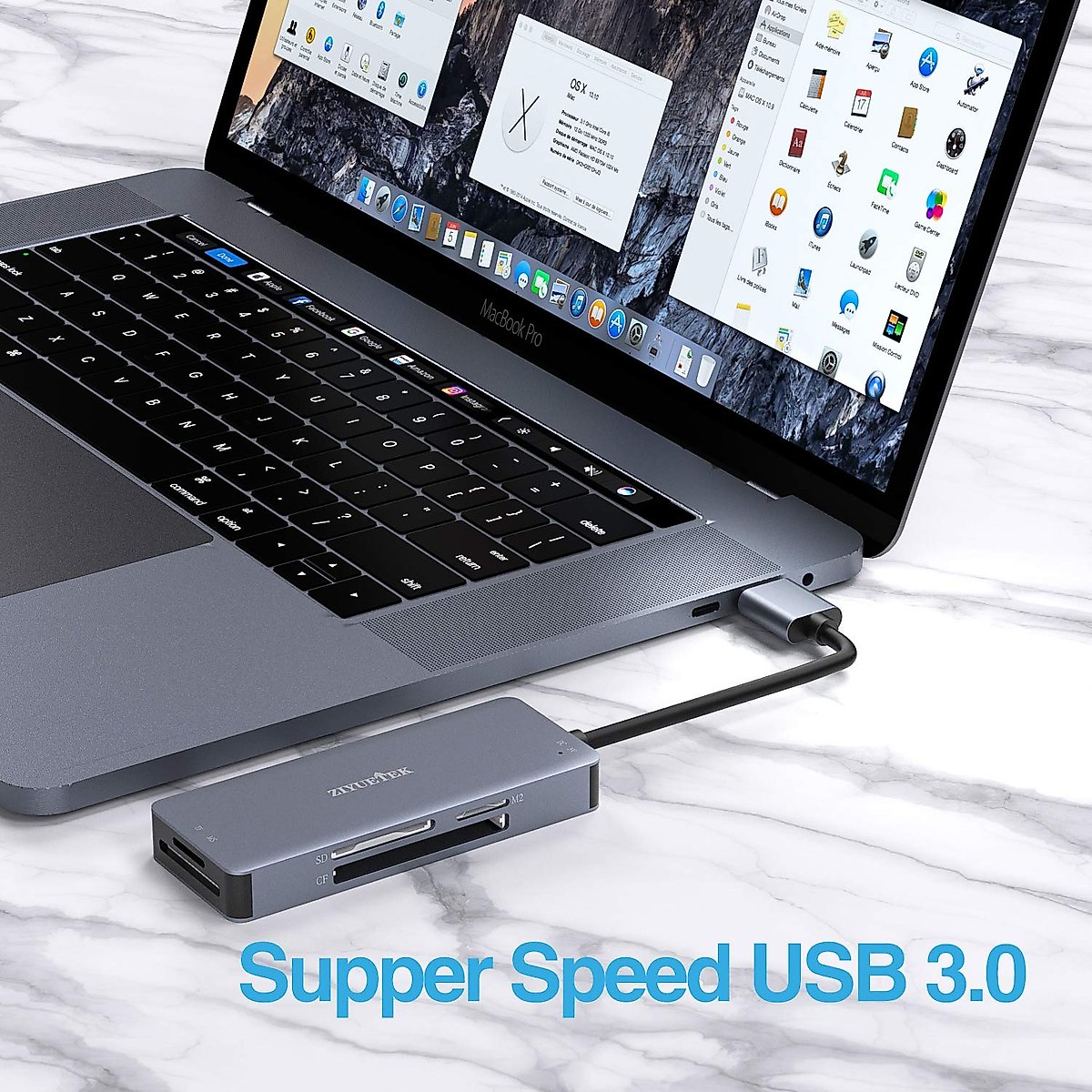 CF Card Reader,USB 3.0 to Compact Flash Memory Card Reader Adapter 5Gbps Read 5 Cards Simultaneously for SDXC, SDHC, SD, Micro SDXC, Micro SD, Micro SDHC, M2, MS, CF and UHS-I Card (Grey)