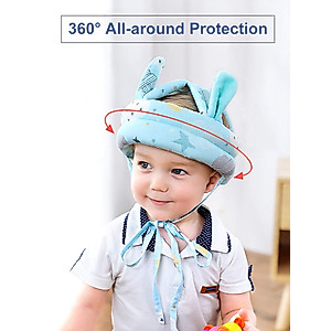 JunNeng Baby Walker Head Helmet Toddler Head Protector Bumper Bonnet with Knee Pads&Anti-Slip Socks (Crown)